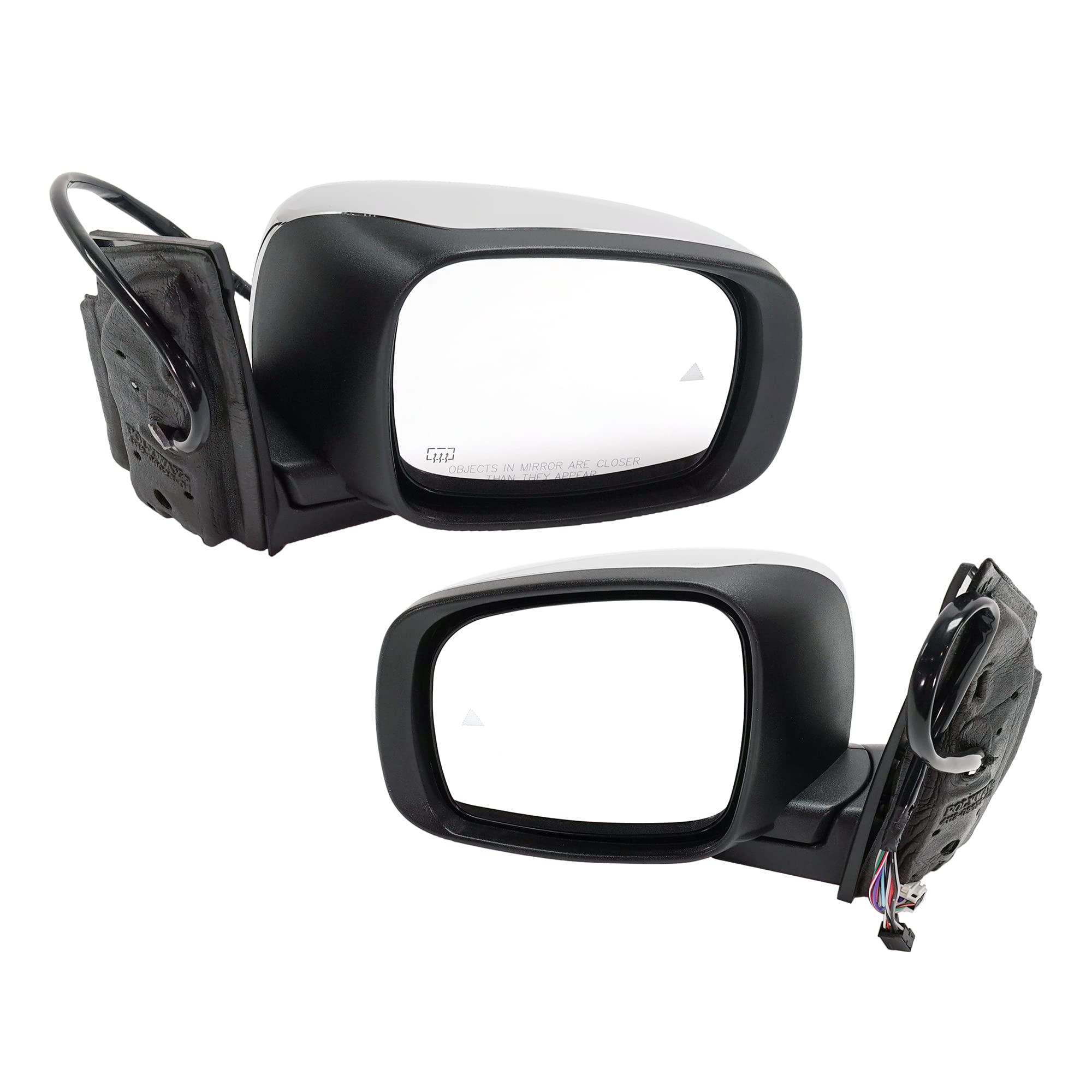 Kool Vue Driver & Passenger Side Power Heated Mirrors for Dodge Grand Caravan Chrysler Town & Country 2009-2016 With Signal Light & Blind Spot Monitor Chrome
