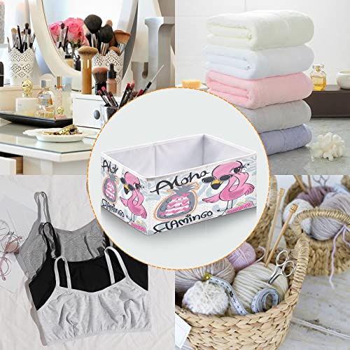 Kigai Cute Flamingo Cube Storage Bins - 11x11x11 In Large Foldable Storage Basket Fabric Storage Baskes Organizer for Toys, Books, Shelves, Closet, Home Decor