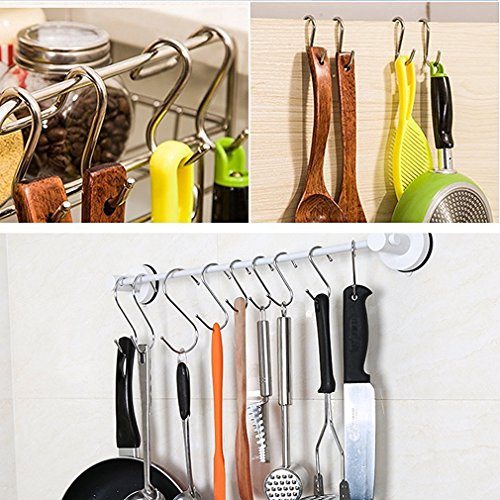 WKTRSM 20 Pack 3 Inches S Shaped Hooks Heavy-Duty Stainless Steel Metal Hangers Hanging Hooks Pan Pot Holder Rack Hooks for Kitchenware Pots Utensils Clothes Bags Towels Plants