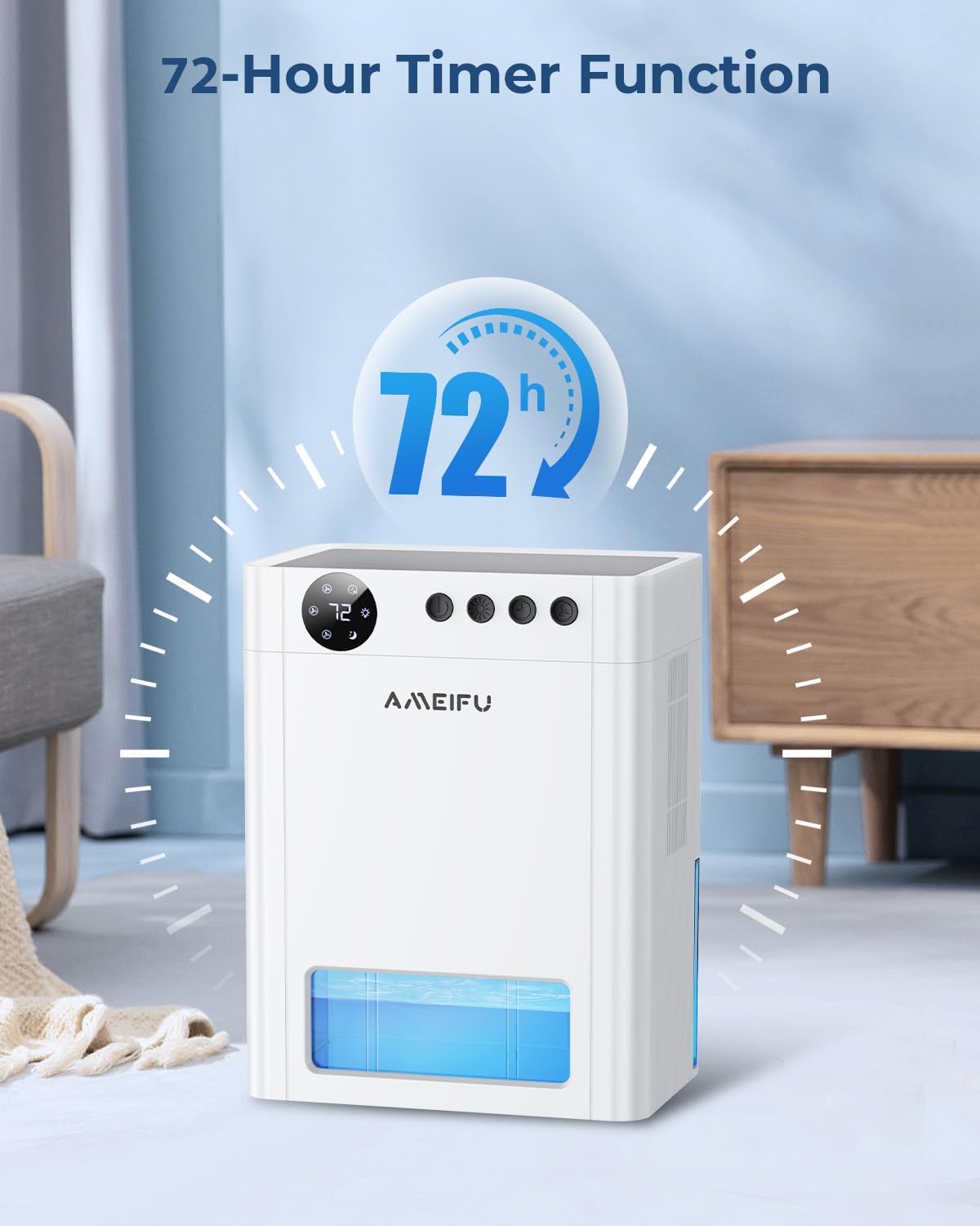 Dehumidifier, AMEIFU Dehumidifier for Basement, 135 OZ Water Tank, (900 sq.ft) Quiet Dehumidifier for Home Bedroom Bathroom RV Closet with Auto Shut Off, Sleep Mode, 7 Colors LED Light, White