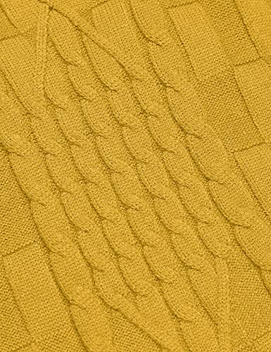 COOFANDY Men's Slim Fit Turtleneck Sweater Casual Cable Knit Pullover Sweaters Yellow