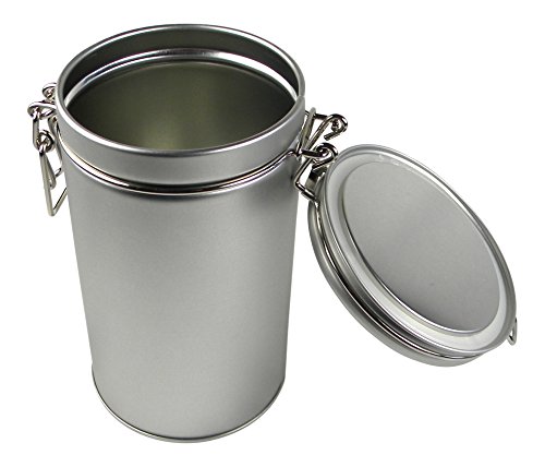 Thistle Moon 2 PC Metal Tea Coffee and Spice Tin Set β 12 Ounce Airtight Round Cannisters with Latch Lids β 6.5β x 3.6β Containers for Tea, Herbs, or Seasoning Storage