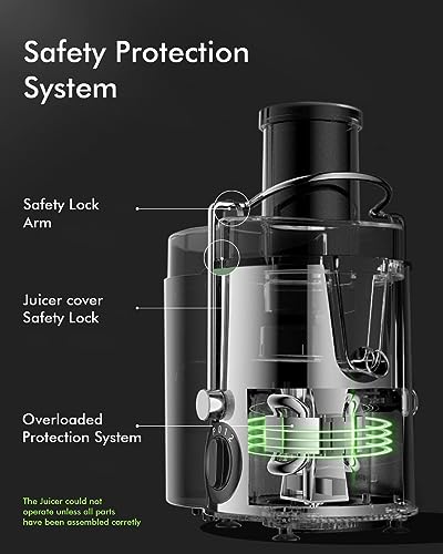 Juicer Machine, SiFENE 500W Centrifugal Juicer Extractor with 3" Wide Feed Chute for Vegetable and Fruit, Juice Maker with 3-Speed Setting, Easy to Clean, BPA Free, Stainless Steel