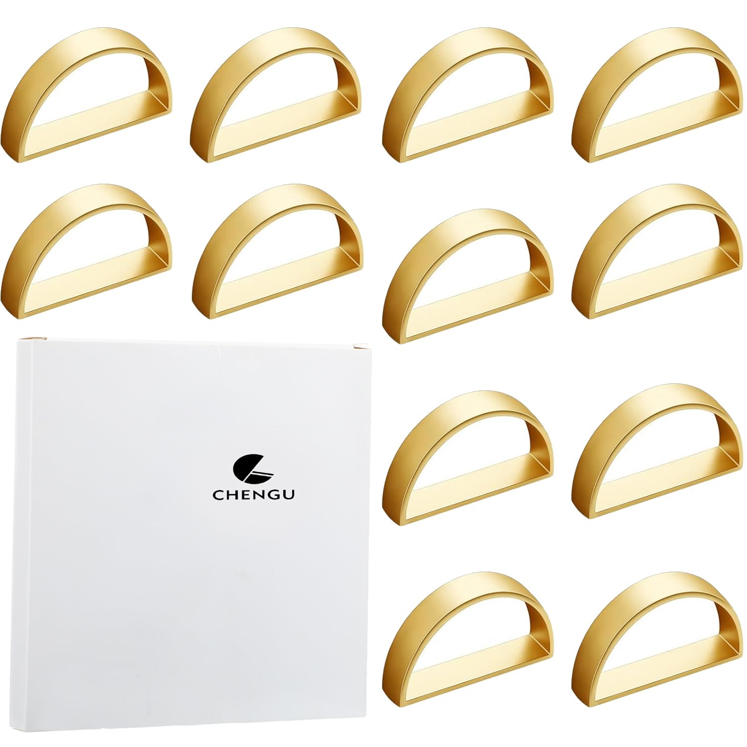 Stainless Steel Napkin Rings Metal Napkin Ring Holders Modern Ring Holder Serviette Buckles Metallic Adornment for Table Settings Kitchen Dinner Party Wedding (Matte Gold Semicircle,20 Pcs)