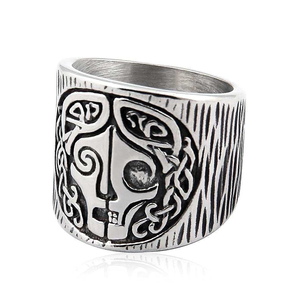 BAVIPOWER Viking Hel Goddess Norse Ring Celtic Charming Unique Stainless Steel Accessory For Men Women