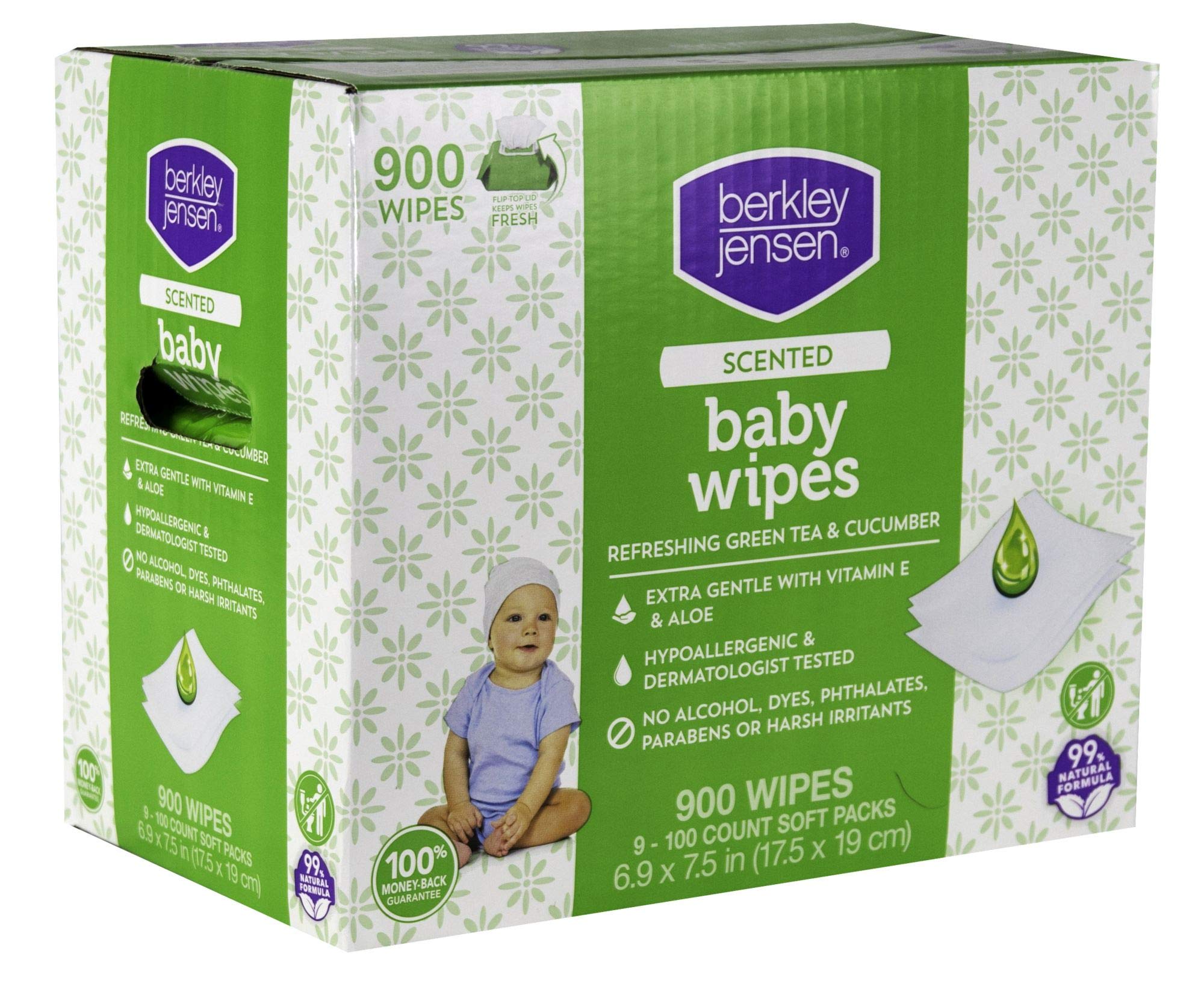 Berkley Jensen Green Tea & Cucumber Scented Baby Wipes, 9 pk./100 ct.