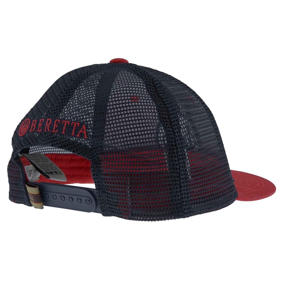 Beretta Men's Trident Flat Bill Casual Structured Cotton Twill Trucker Hat with Mesh Back, Red/Navy, One Size