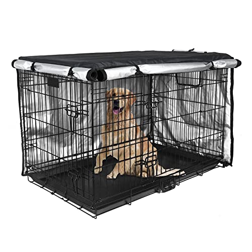 Dog Crate Cover 36 inch - Double Door, Dog Kennel Indoor, Waterproof Dog Kennel Cover with Air Vent Window, for Indoor/Outdoor Most Wire Dog Crate(Black)