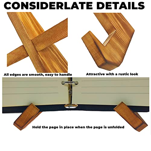 Cookbook Stand,Recipe Book Stand for Reading, Wood Book Stand -,Book Holder for Thick Cookbooks, Textbooks,Fits Small Counter or Desk Space,Portable Kitchen Hands Free Cook Book