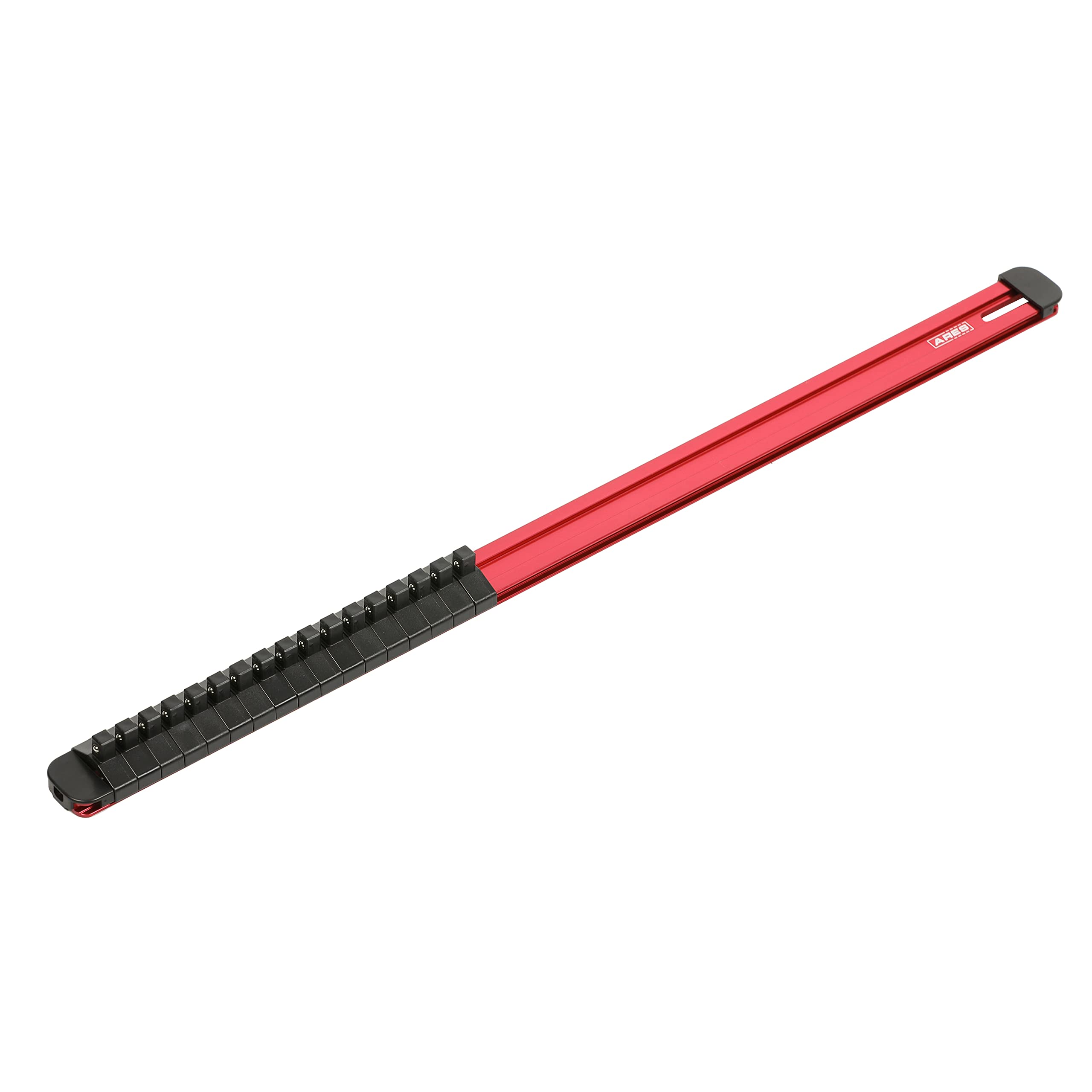 ARES 60145 - SOCKET VAULT™ 3-Piece 17-Inch Black Socket Rail Set with Organizer Tray – Reinforced Plastic Tray Holds 3 Aluminum Rails Locked in Place – 50 1/4-Inch, 3/8-Inch, and 1/2-Inch Drive Clips