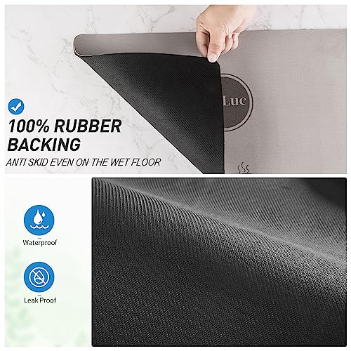 KuLuc Coffee Mat, Coffee Bar Mat, Dish Drying Mat for Kitchen Counter Decor Coffee Station Coffee Bar Accessories under Coffee Maker Coffee Station Organizer Coffee Espresso Accessories Light Gray