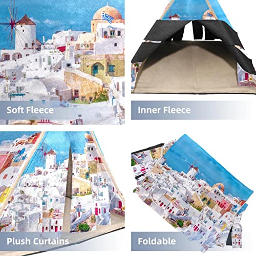 enheng Small Pet Hideout Beautiful Greek Architecture Santorini Volcano Cyclades Caldera Island Hamster House Guinea Pig Playhouse for Dwarf Rabbits Hedgehogs Chinchillas