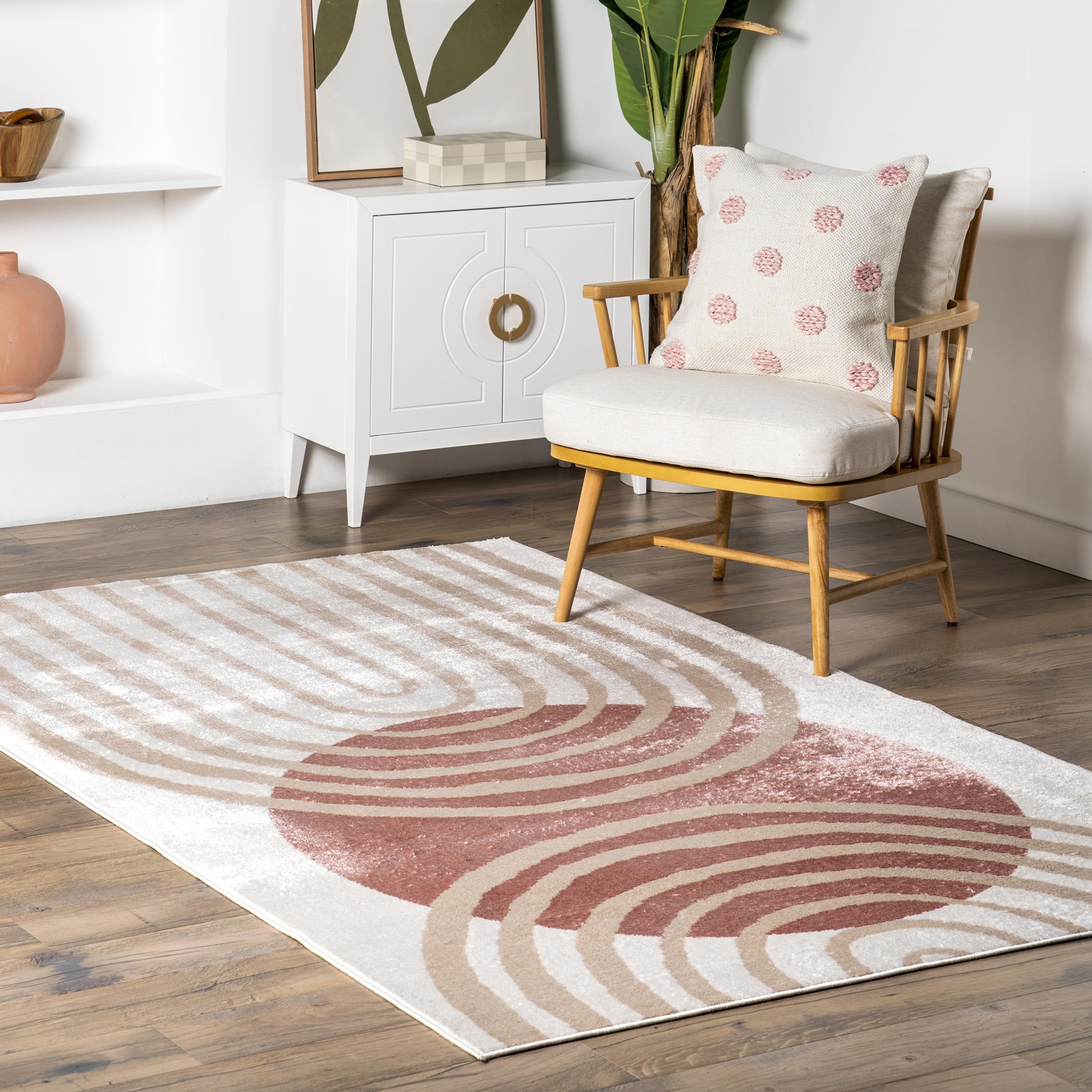 nuLOOM Shandra Abstract 3x5 Accent Rug for Living Room Bedroom Dining Room Entryway Kitchen, Blush/Ivory