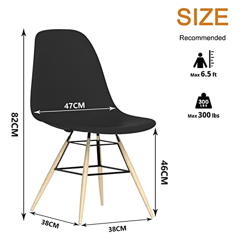 luckeu Mid Century Modern Dining Chair Set of 6, Lounge Side Chairs with Natural Beech Wood Legs, Pre Assembled Style DSW Chairs Plastic Shell Chair for Kitchen, Dining, Bedroom, Living Room