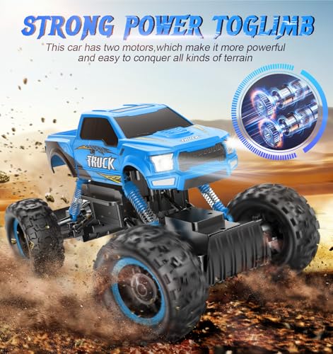 DOUBLE E 1/12 Scale Remote Control Monster Trucks - 2.4Ghz Off Road RC Trucks, Toys Gifts for Boys Age 6-10