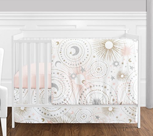 Sweet Jojo Designs Gold and White Celestial Star Foldable Fabric Storage Cube Bins Boxes Organizer Toys Kids Baby Childrens - Set of 2