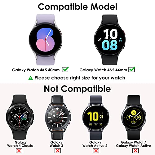 KIMILAR [5+5 Pack] Galaxy Watch 5/Galaxy Watch 4 Screen Protector Case 40mm, Anti-Fog Tempered Glass and Hard PC Protective Bumper Compatible with Samsung Galaxy Watch 5 40mm and Galaxy Watch 4 40mm
