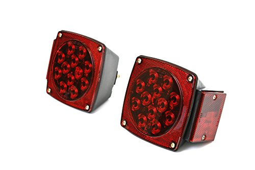 MAXXHAUL 70205 Trailer Light Kit - 12V All LED, Left and Right Waterproof Submersible for Trailers, Boat Trailer Truck Marine Camper RV Snowmobile, Red