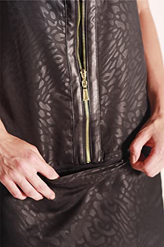 Ladybird Line Black Leopard Print Zipper Apron, Ideal for Hair Stylists, Beauty Professionals and Home and Kitchen, Water Resistant