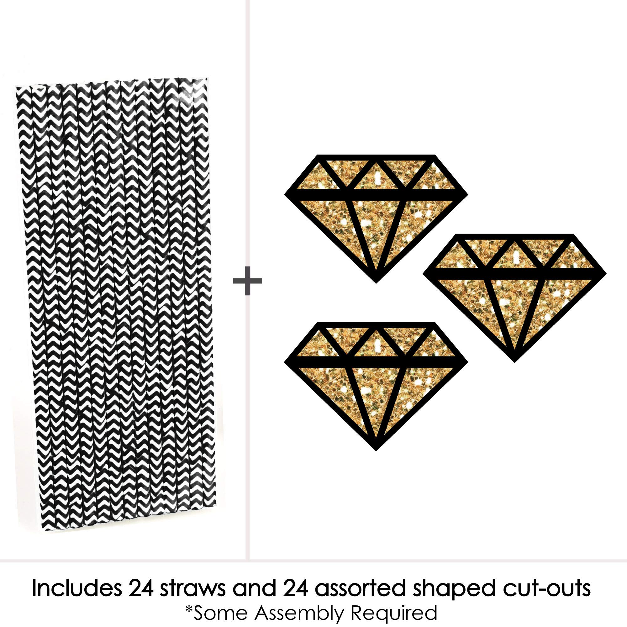Big Dot of Happiness Girls Night Out Paper Straw Decor - Bachelorette Party Striped Decorative Straws - Set of 24