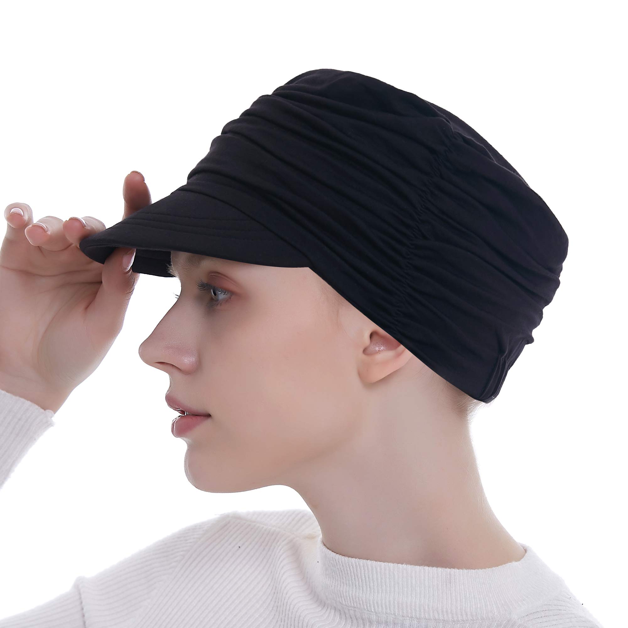 Bamboo Fashion Hat for Woman Daily Use with Brim Visor, Hats for Cancer Chemo Patients (Grey Light)