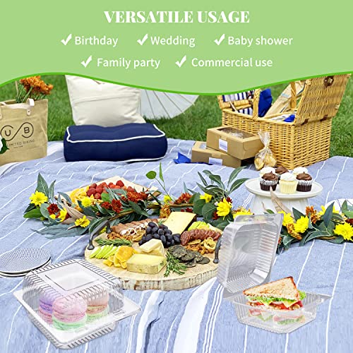 HIQQUGU 100 PCS Plastic Hinged Take Out Containers Clamshell Take Out Tray, Clear Plastic Take out Containers, for Sandwiches, Salads, Hamburgers, (5x4.7x2.8 in)