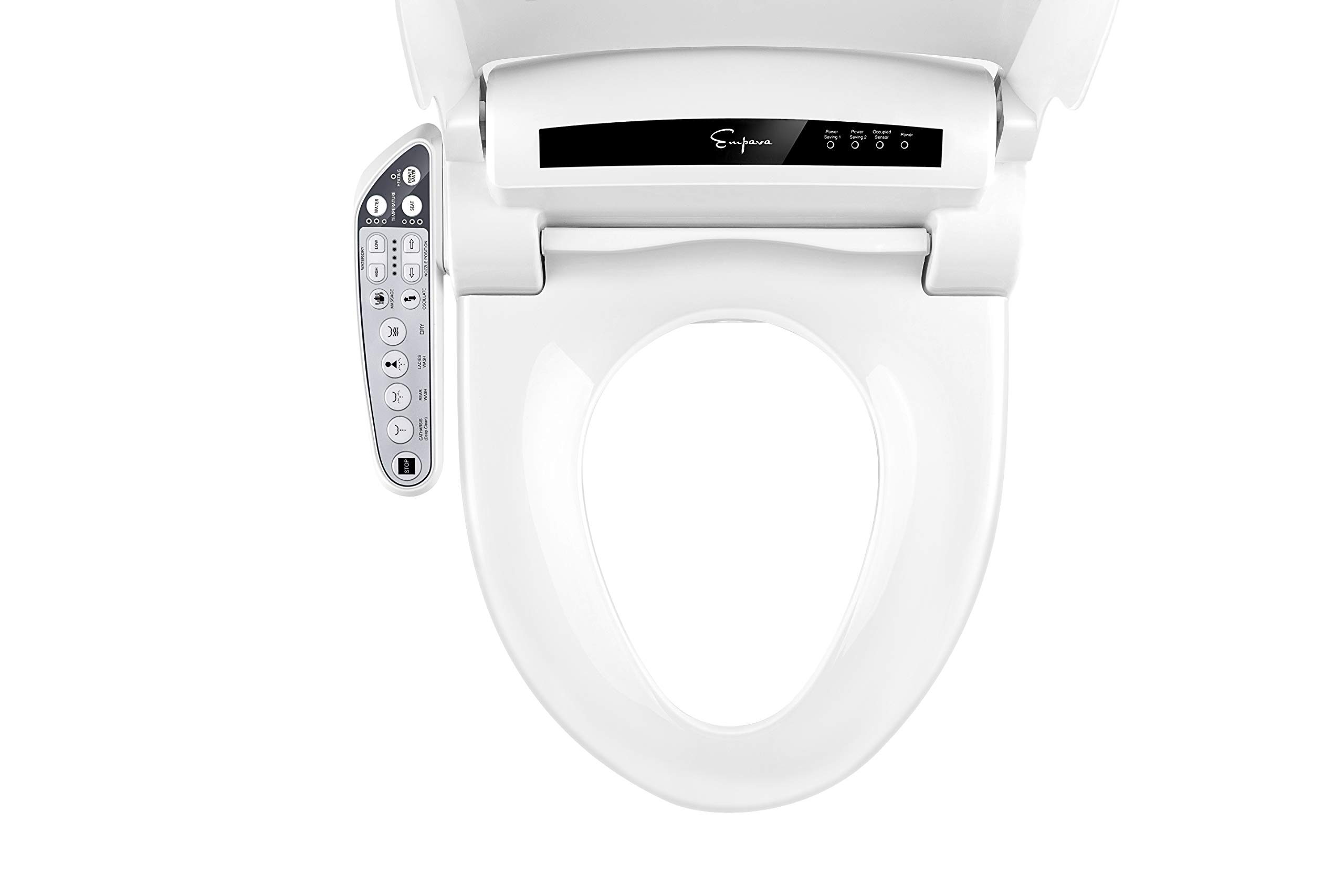 Empava Elongated Smart Bidet Heated Toilet Seat with Warm Air Dryer and Temperature Controlled Wash Functions in White