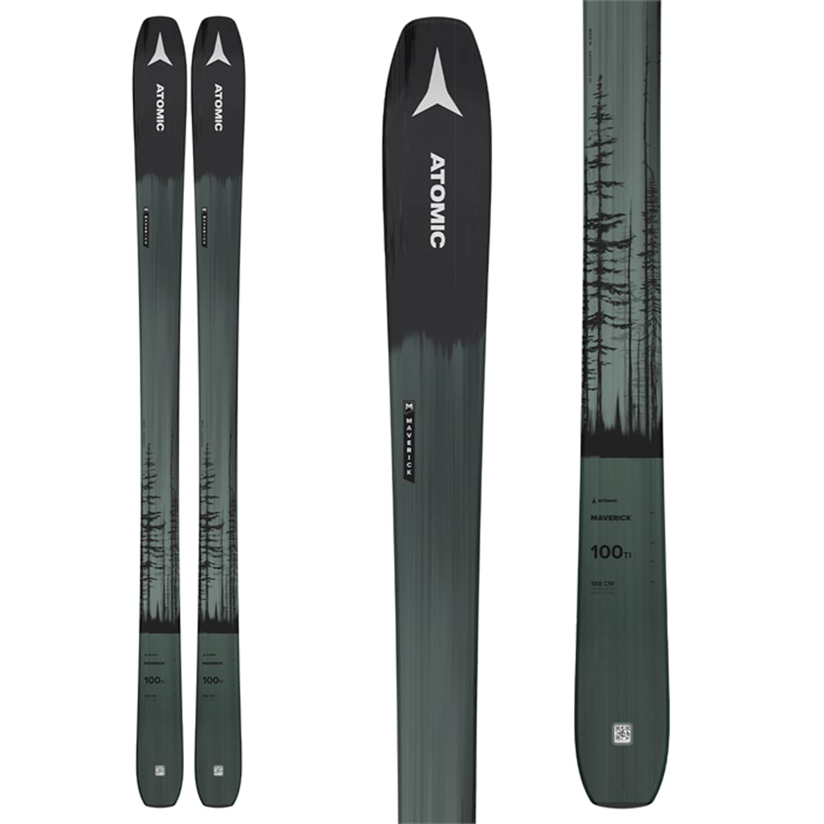 Atomic Maverick 100 Ti Skis Mens Sz 180cm Black/Dark Green