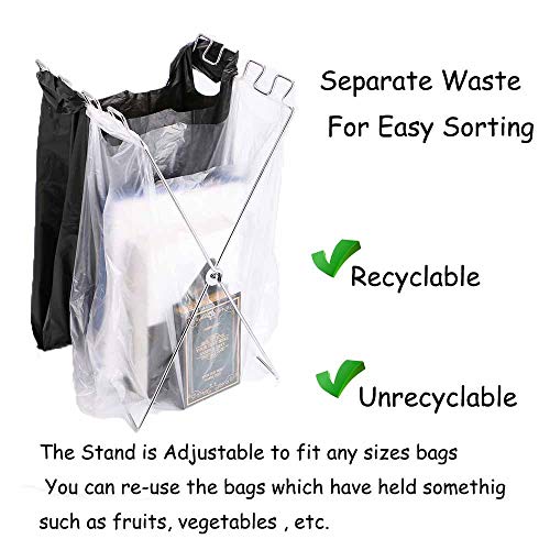 Trash Bags 1 Gallon-12 Gallon Holder Stand(free adjusted), Waste Sorting Bin, Grass Clippings Portable Fold Up Can, Trash Stand Holder for Camping Recycling Suitable in Bedroom, Kitchen, Camping