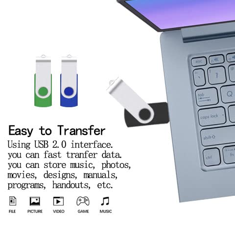 BAIBEST USB 2.0 Flash Drives 32GB Swivel Blank Memory Stick with LED for Data Storage,Thumb Drive,Jump Drive,Black/Blue/Green(3Pack,32G)