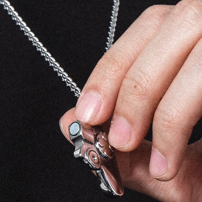 FUTIMELY Magnetic Game Controller Necklace for Couples,Matching Game Necklace forHim and Her Lovers BFF Necklace Best Friend Necklace,Friendship Necklace (Black+Silver)