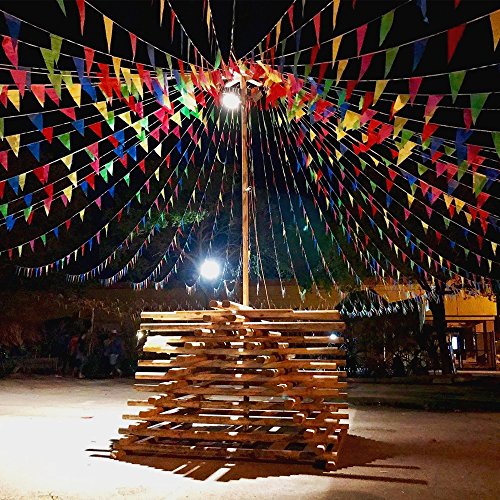 Novelty Place 100 Feet Pennant Banner - 75 Multicolor Bunting Flags - Birthday Party Grand Opening Christmas Decorations