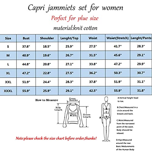 ENJOYNIGHT Women's Cute Sleepwear Tops with Capri Pants Pajama Sets Cotton Pj Set for Women(2X-Large,PU) Purple