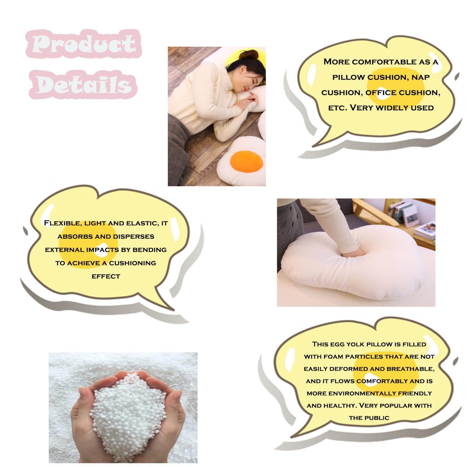 CHELEI2019 11.8" Egg Stuffed Animal Cute Yellow Egg Shape Cushion Plush Pillow Gifts for Kids