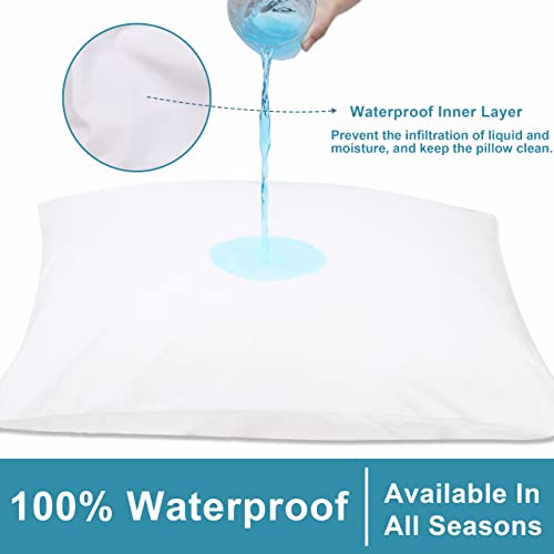 NTBAY 4 Pack Zippered Waterproof Toddler Pillow Protectors, Super Soft Quiet Zip Baby Pillow Protectors, 13x18 Inches Jersey Pure White Waterproof Pillow Cases Covers