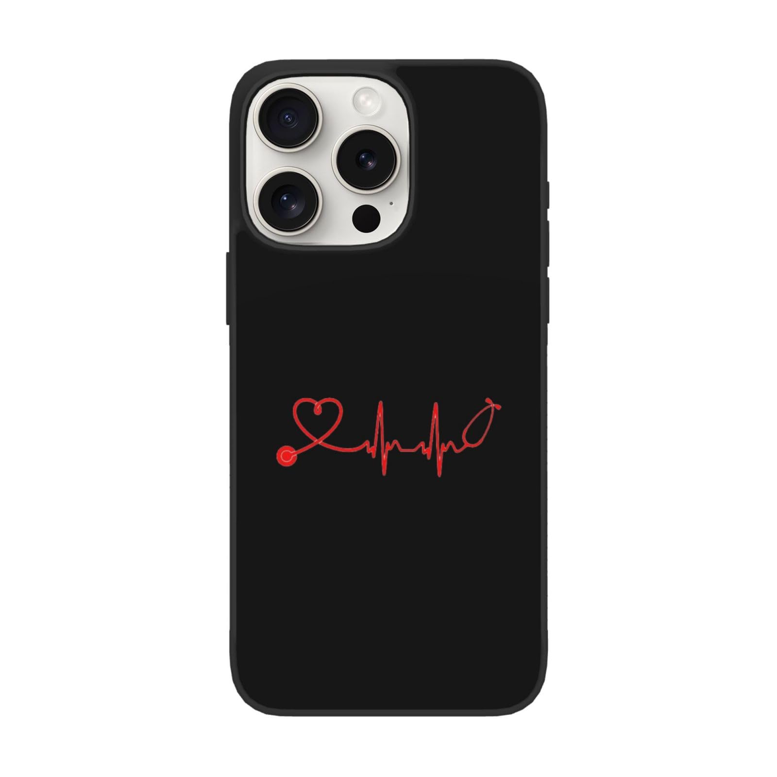 CHENYONAS Nurse Stethoscope Heartbeat Specially Designed for Iphone 15 Pro Max Protective Case-Silicone Protection 6.1/6.7 in Mobile Phone Case Black