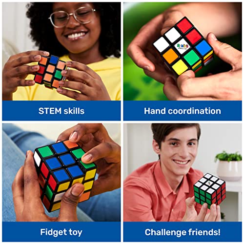 Rubik's Cube, Original 3x3 Puzzle Brain Teaser Fidget Toy with Removable Interchangeable Mod Stickers to Customize, for Adults & Kids Ages 8 and up