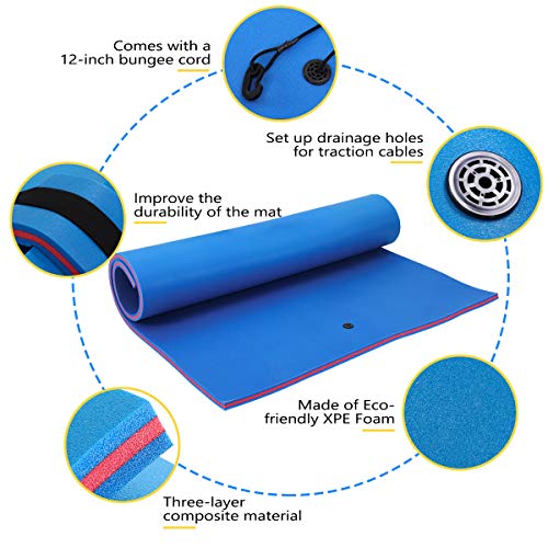 MarKnig 9'/12'/18' Floating Water Mat, Foam Water Floating Pad, Tear-Resistant XPE Foam, Lily Pad for Water Recreation Pool, Beach, Ocean, Lake, Suitable for Multiple Users, Yellow/Blue