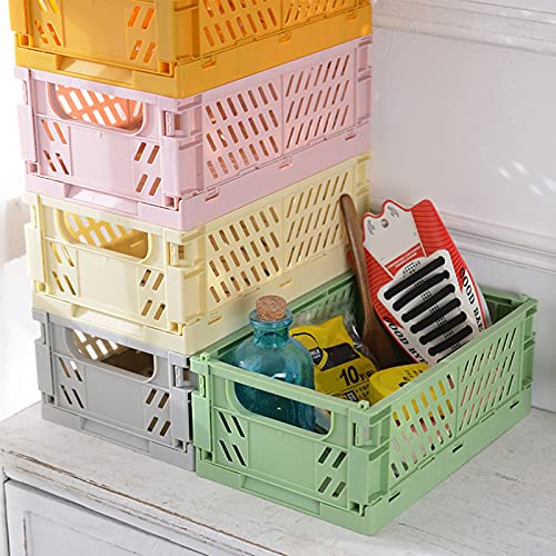 Collapsible Plastic Storage Bins, Collapsible Utility Bin Organization and Storage, Stackable Storage Bins Utility Folding Basket, Home Crate Box for for Home & Garage Organization (L, Pink)