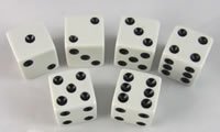 Koplow Games White Opaque Dice D6 16mm Set of 6