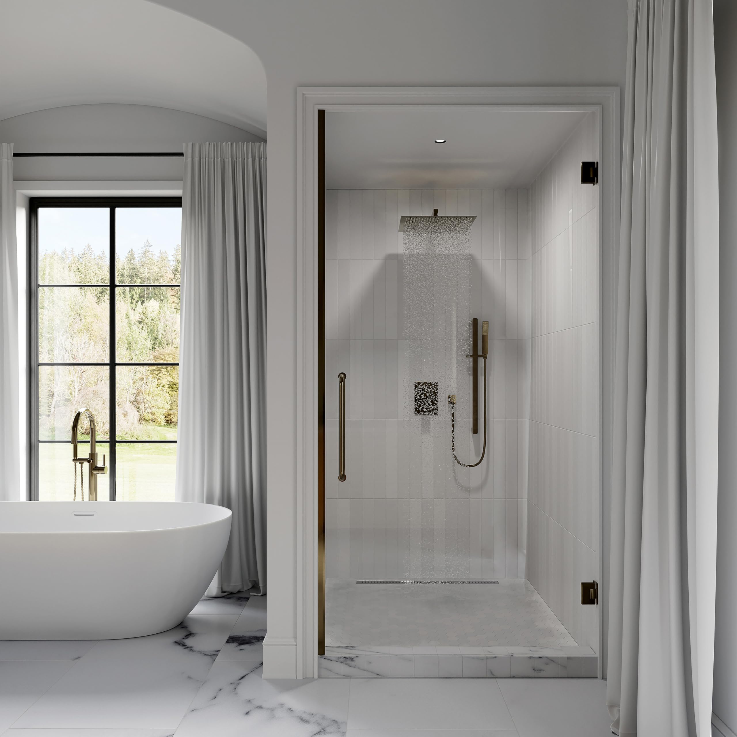 ZLINE Autograph Edition Crystal Bay Thermostatic Shower System in Champagne Bronze (CBY-SHS-T2-CB)
