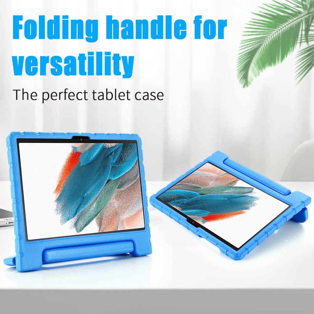 BOWOSEN Kids Case for Samsung Galaxy tab a8 10.5 Inch, Heavy Duty Shockproof Rugged Case with Handle Holder, Samsung Galaxy tab a8 10.5 Tablet Case 2022 (x200/205/207). Blue