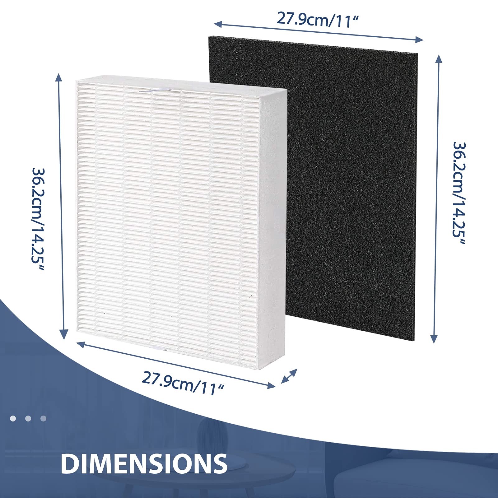 Mchillnet Air108 Filter Replacement Compatible with AirInstinct Air Purifiers 75, 100, 108, 150, 200, Including 2 Ture HEPA Filters and 4 Carbon Filters