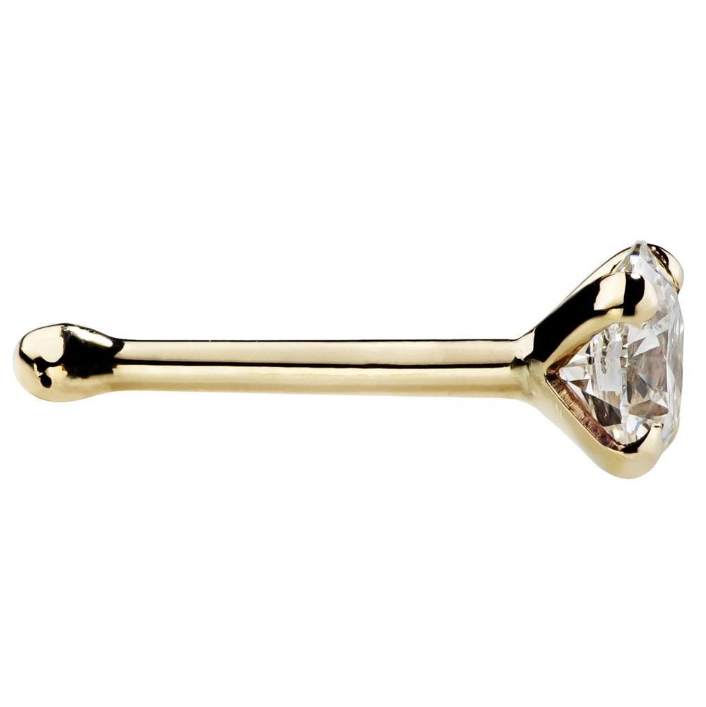 FreshTrends I1 2.5mm 0.06 ct. tw Diamond 14K Yellow Gold Bone Nose Ring 20G