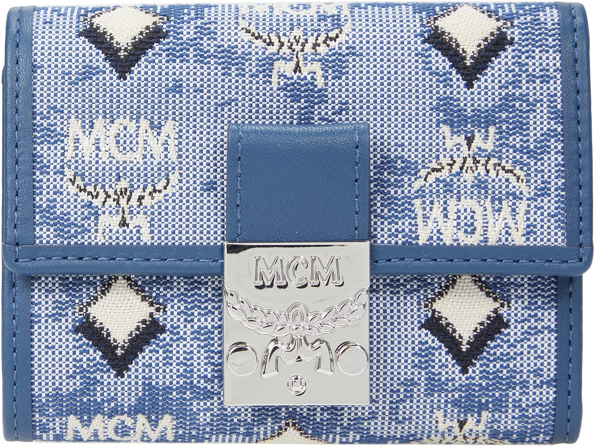 MCM Vintage Jacquard Mini/Trifold Wallet Blue One Size
