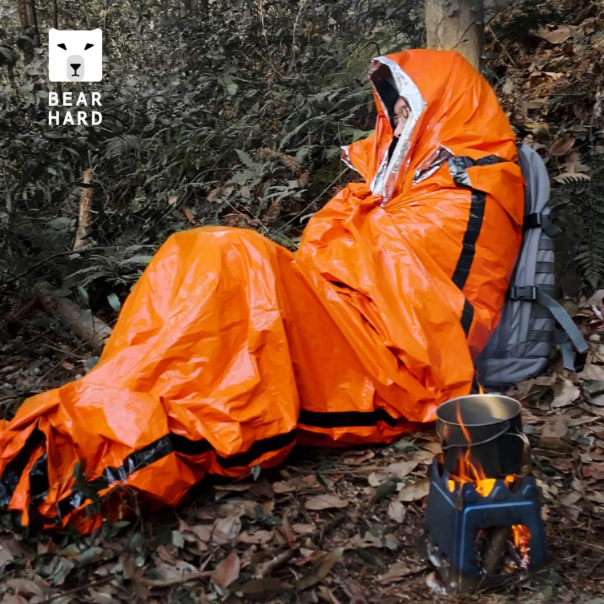 Bearhard Emergency Sleeping Bag Bivy Sack with Paracord, Ultralight Waterproof Thermal Survival Bivvy Bag Survival Shelter Emergency Blanket for Camping, Hiking, Backpacking