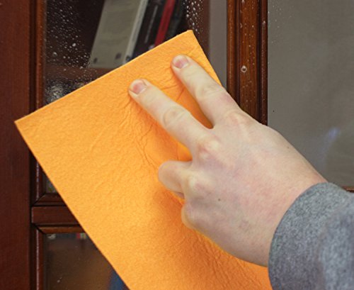 Super Shammy Cloth. The Newest Original German Shammy - Commercial Grade Drying Chamois. 7 Orange Large