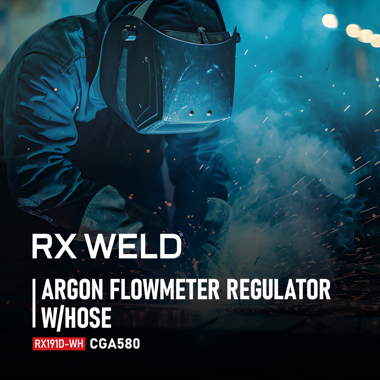 RX WELD Argon Regulator Flowmeter Gas Gauge for Mig Tig Weld with Gas Welding Hose