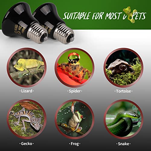 FIVEAGE 50W 4 Pack Mini Ceramic Heat Emitter Reptile Heat Lamp Bulb, No Harm No Light Emitting,Brooder Coop Heater Pet Heater for Reptile Amphibian
