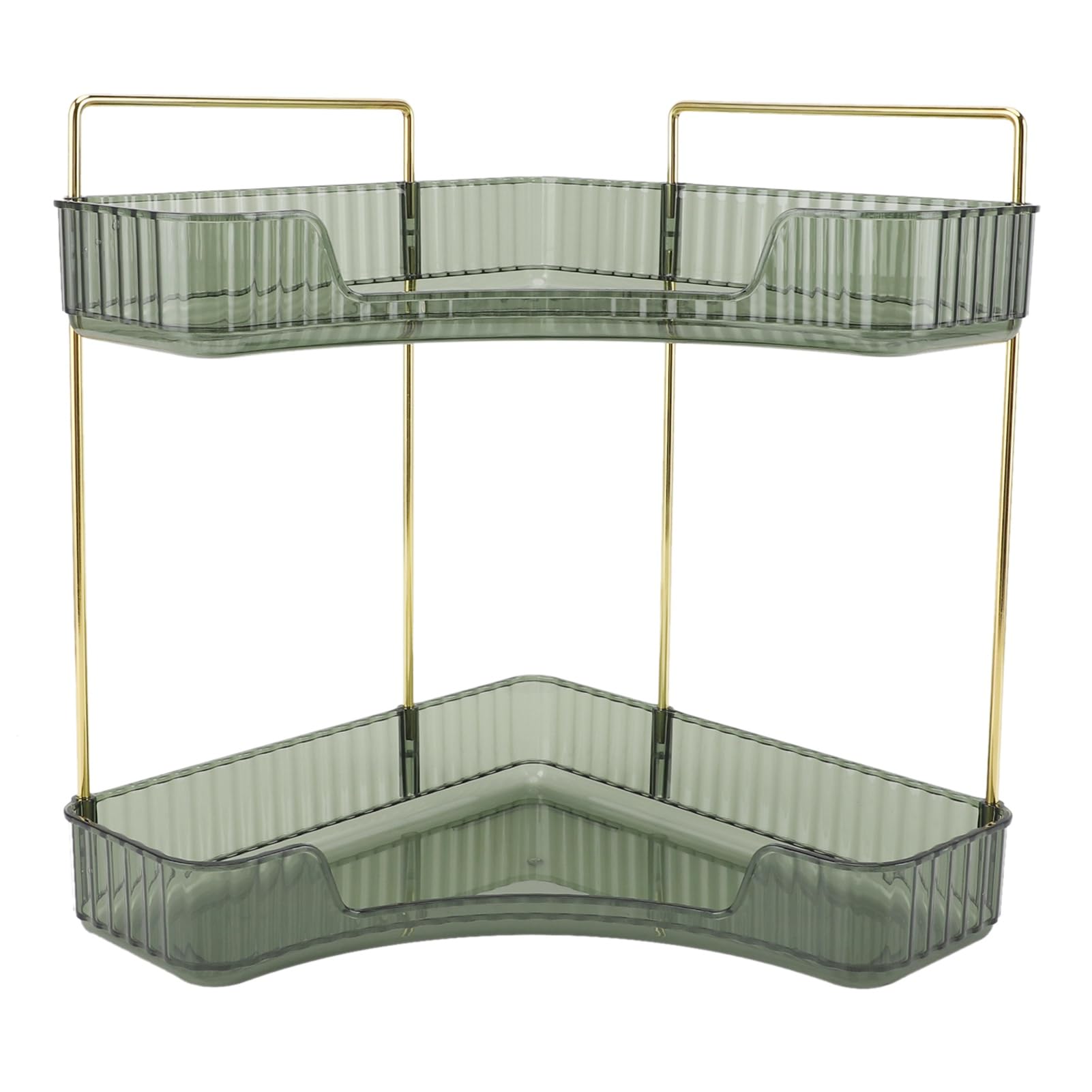 Denominate Corner Bathroom Countertop Organizer Large Capacity Space Saving Iron and PP Material (Dark Green)